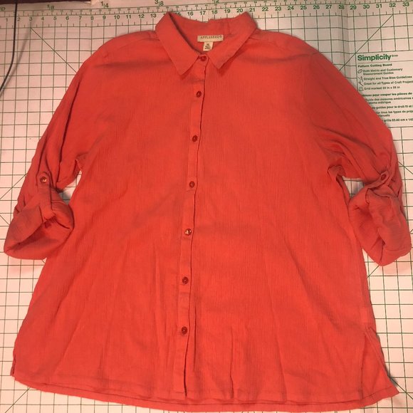 Appleseed's | Tops | Appleseeds Womens Xl Blouse Long Sleeve Roll Tab ...